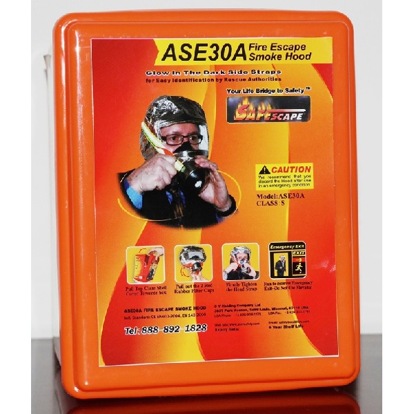 ASE30A 30 MINUTE SMALL HARD CASE FIRE ESCAPE SMOKE HOOD