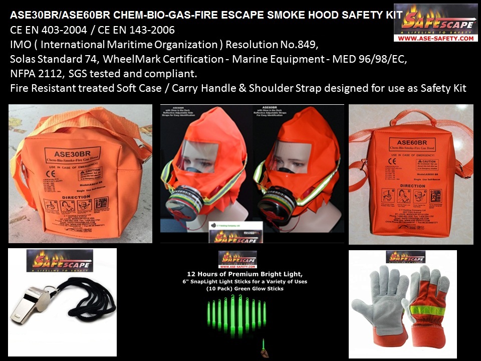 ASE30BR CHEM-BIO-GAS-FIRE ESCAPE SMOKE HOOD SOFT CASE