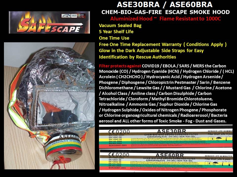 ASE60BRA CHEM-BIO-GAS-FIRE ESCAPE SMOKE HOOD ( Alum ) SOFT CASE
